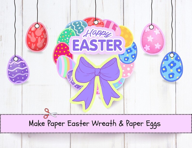 Printable Easter Egg Wreath Craft, Cut and Paste Activity (PNG, JPG ...