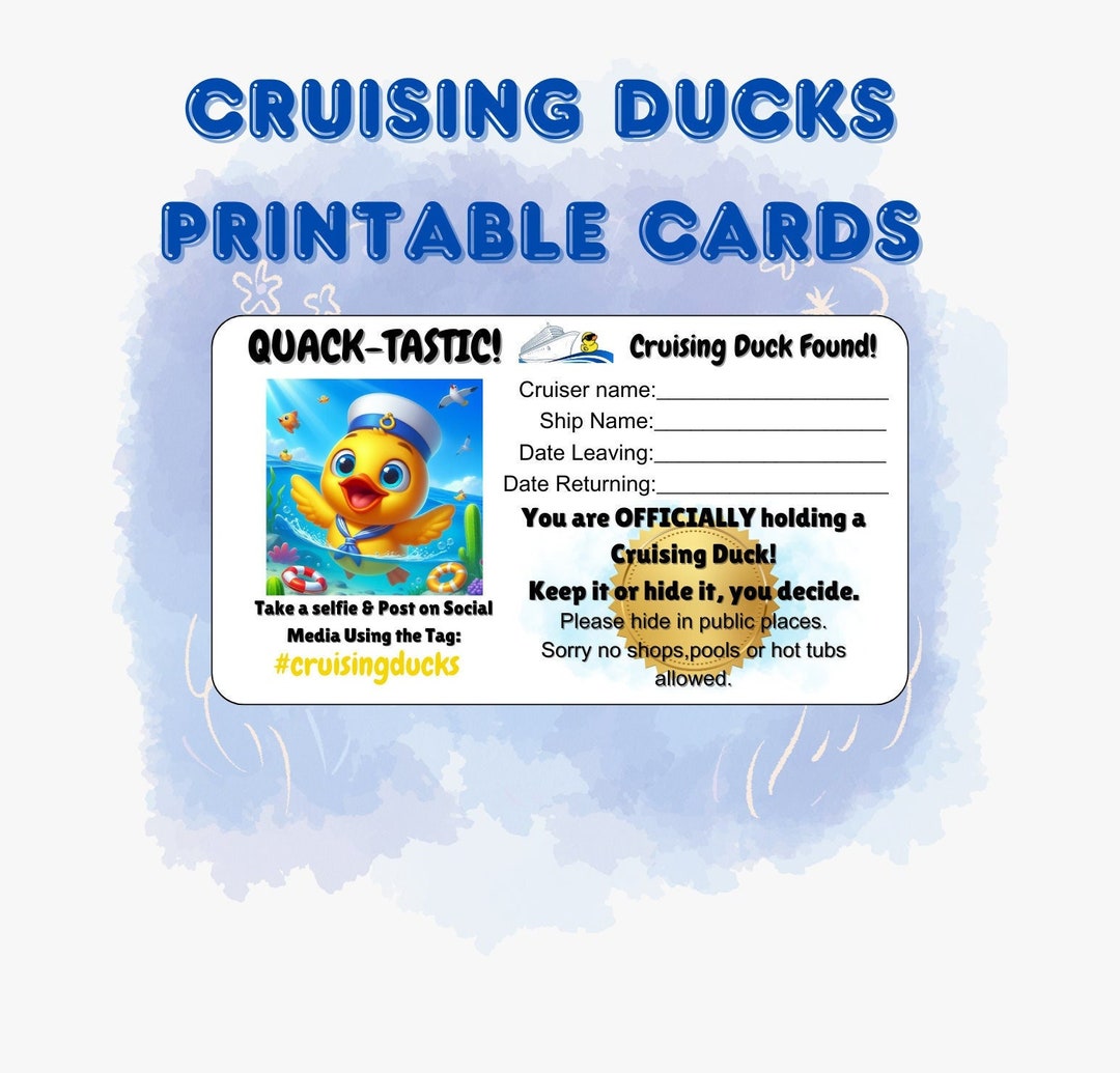 Cruising Ducks Printable Cards Swimmy Ducky Official Theme, Yellow Duck ...
