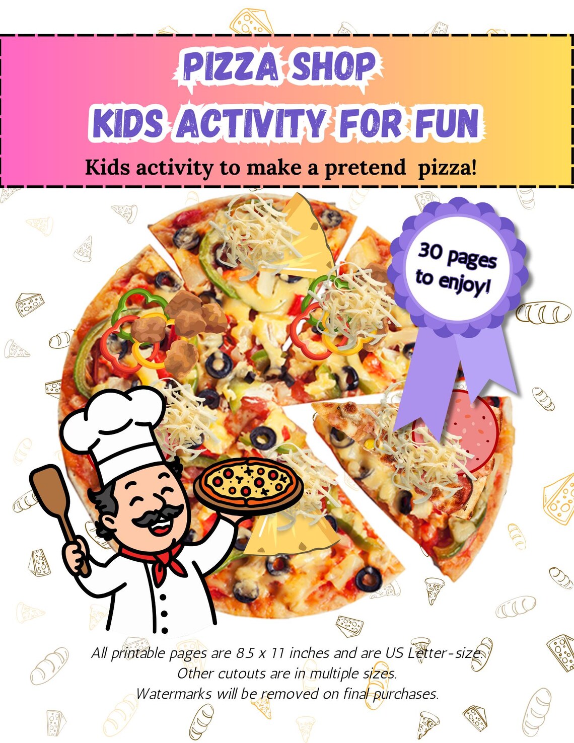 Pizza Shop-pretend Play-printable-ids Craft Activity-food Learning Game ...