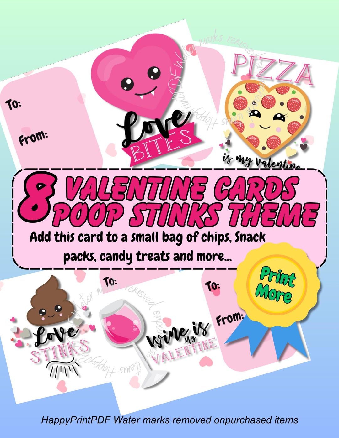 Valentine Cards Poop Stinks Theme, Kids Valentine Cards, Happy Valentines Cards, Poop Emoji ...