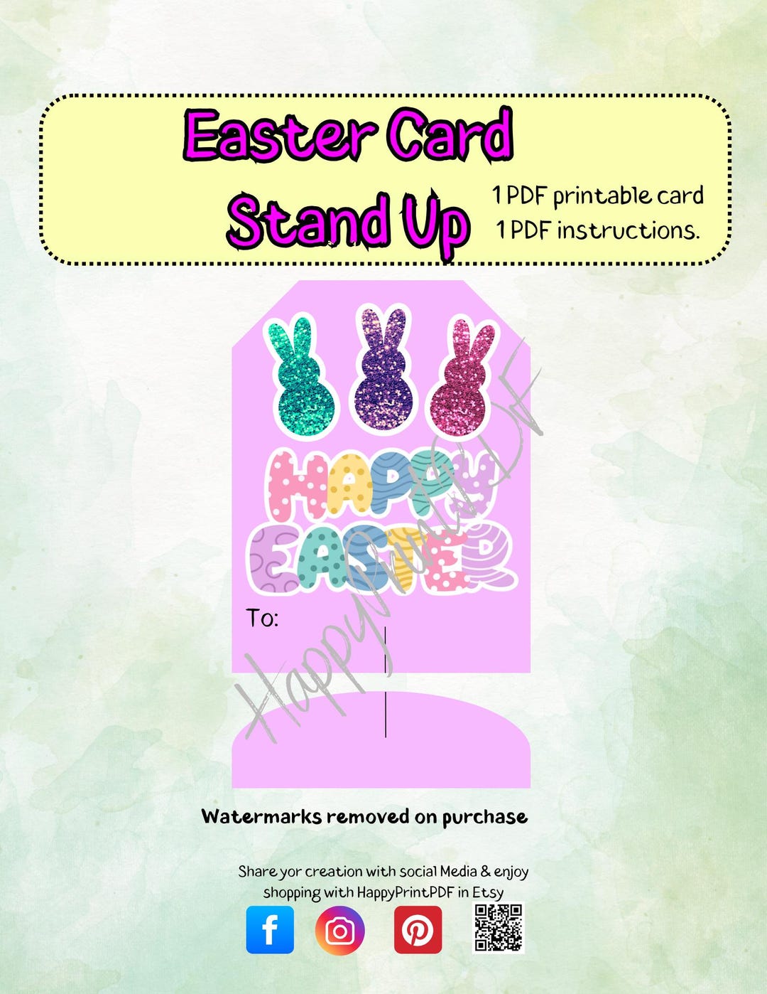 Easter Card Stand Up, Easter Peep Peeps, Digital Card, Easter Party ...