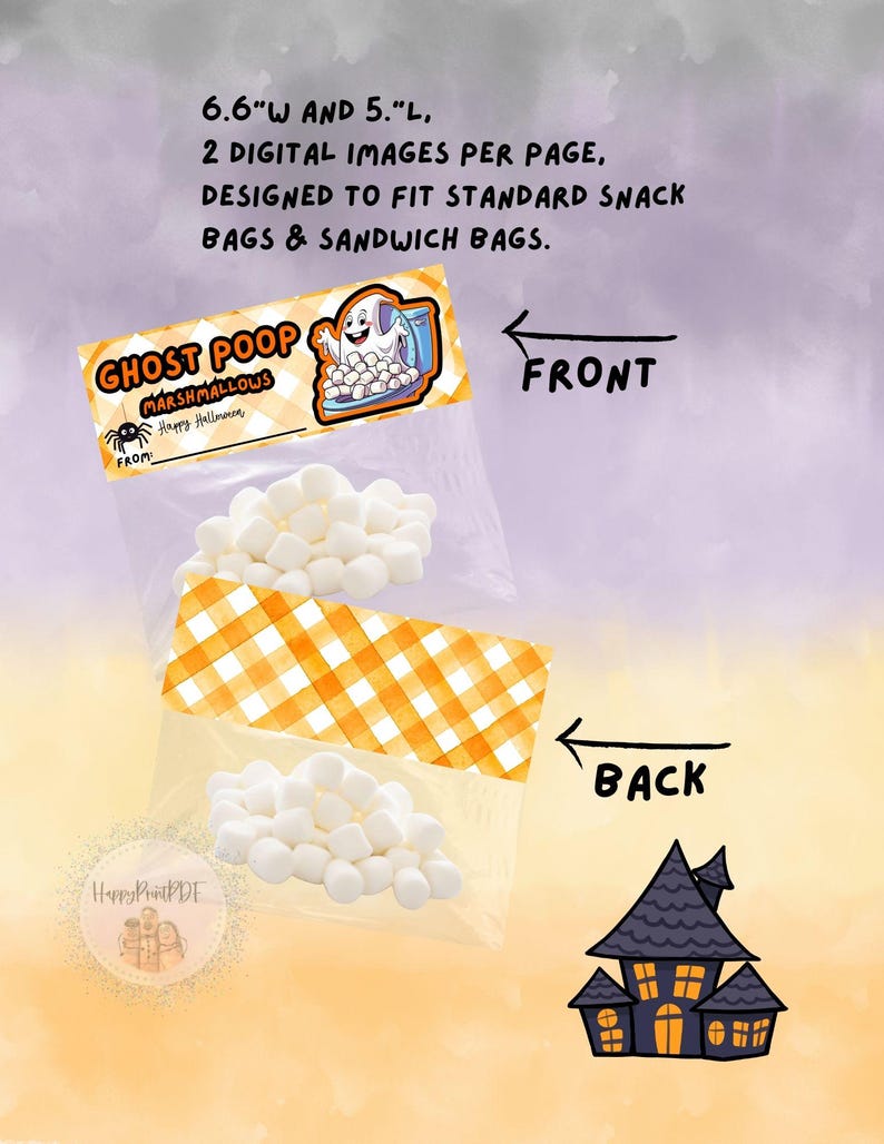 Halloween Ghost Poop Tags-marshmallow Treat Tag-pdf and JPG Printable ...