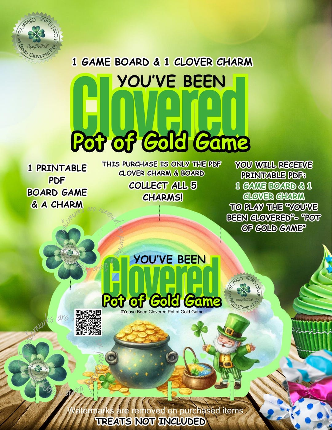 You’ve Been Clovered Pot of Gold Game Clover Charm, Happy Saint ...