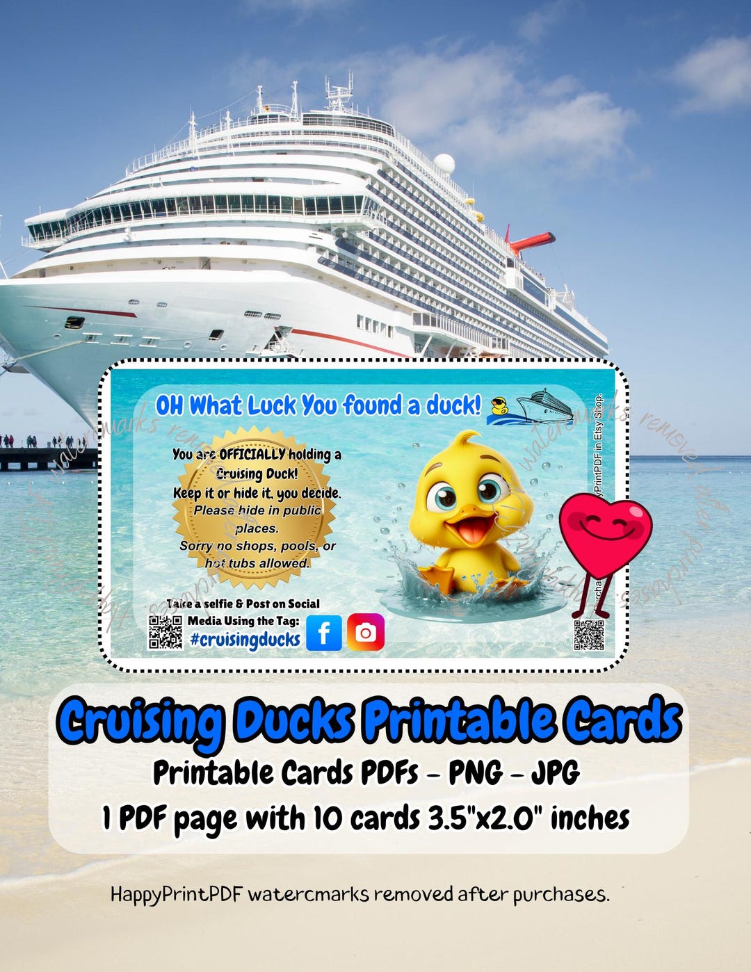 Cruising Ducks Printable Cards Baby Quacky Theme, Cruising Duck Cards ...