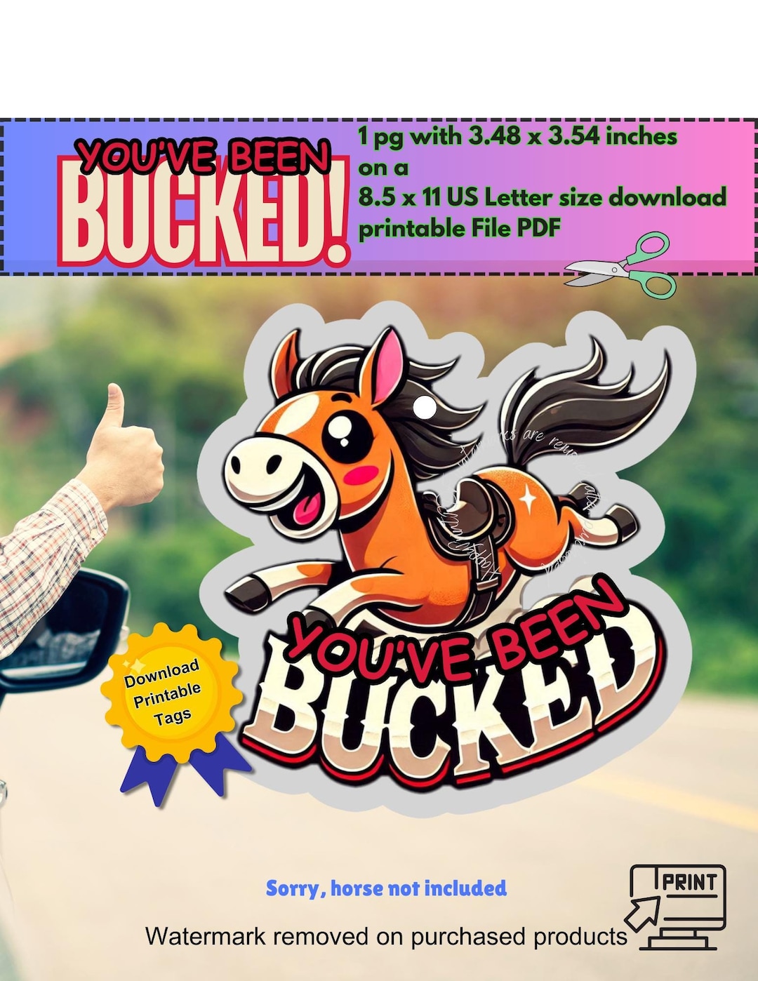 You've Been Bucked Bucken Crazy Theme Printable Tags Cards PDF File ...
