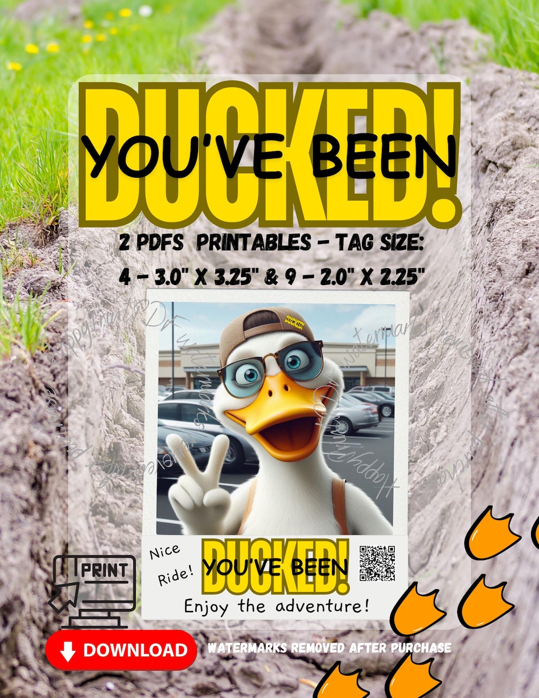 You've Been Ducked, Yeah You Theme, Cards PDF Printable, Ride, Ducked ...