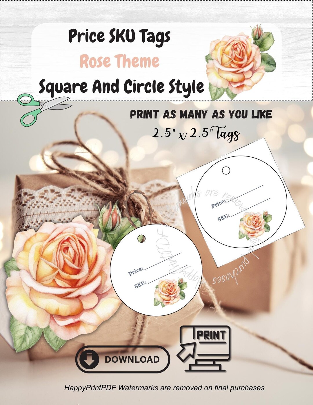 Vendor Tags-labels-rose Theme-circle and Square 2-inch-png, JPG, and ...