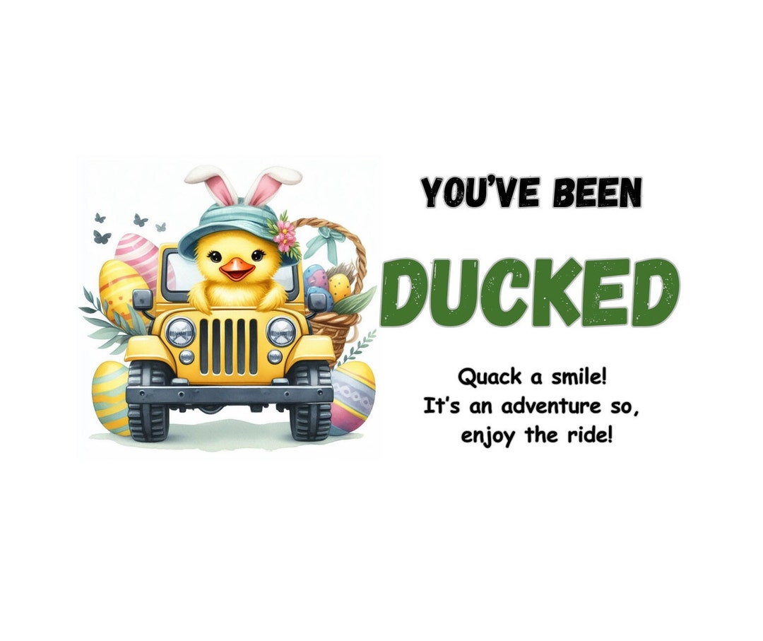 You Been Ducked Easter Green Rabbit Jeep Printable PDF 3.5x2 Inch Cards ...