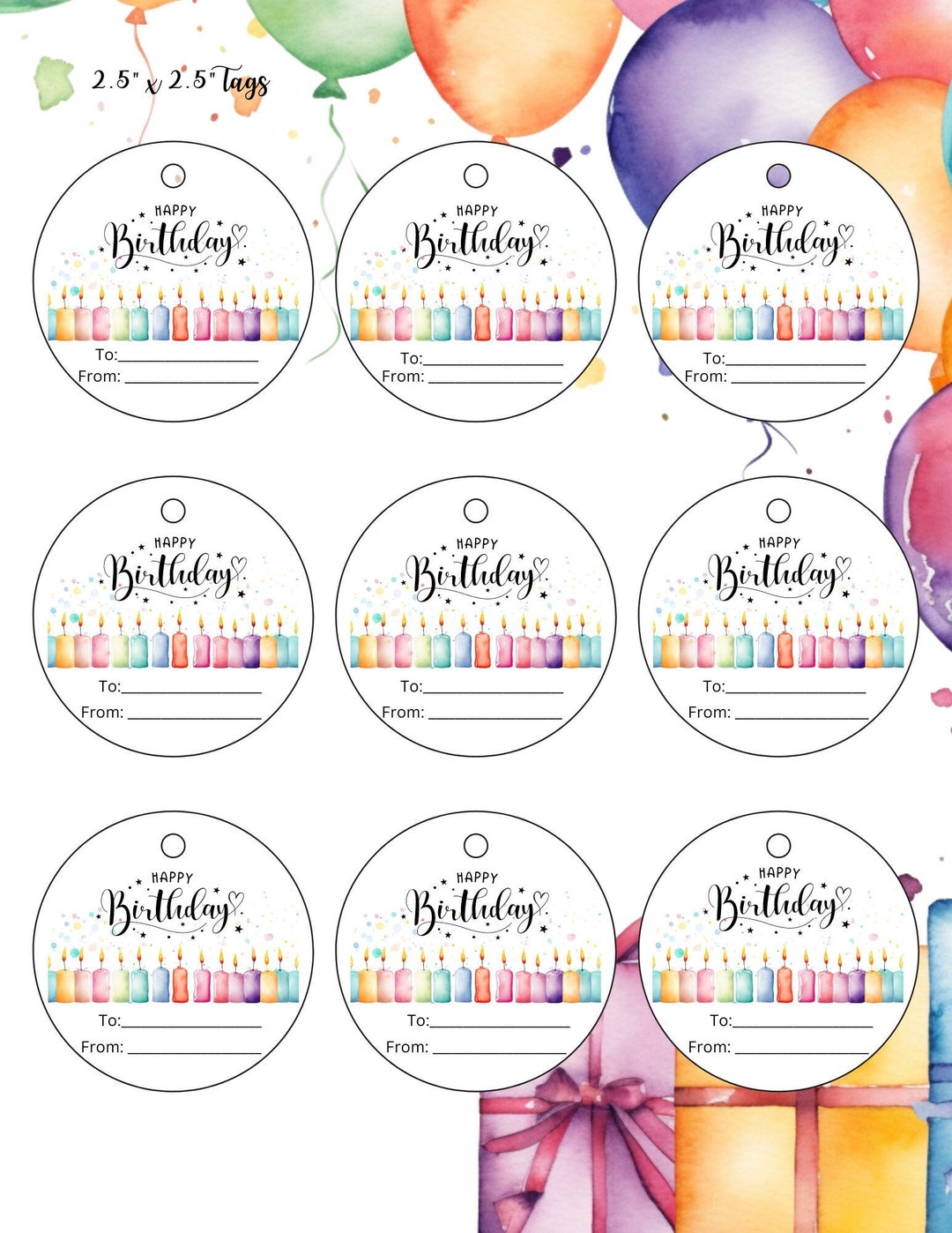 Circle Tags, Happy Birthday Tags, Birthday Circle Tags, Printable Tags ...