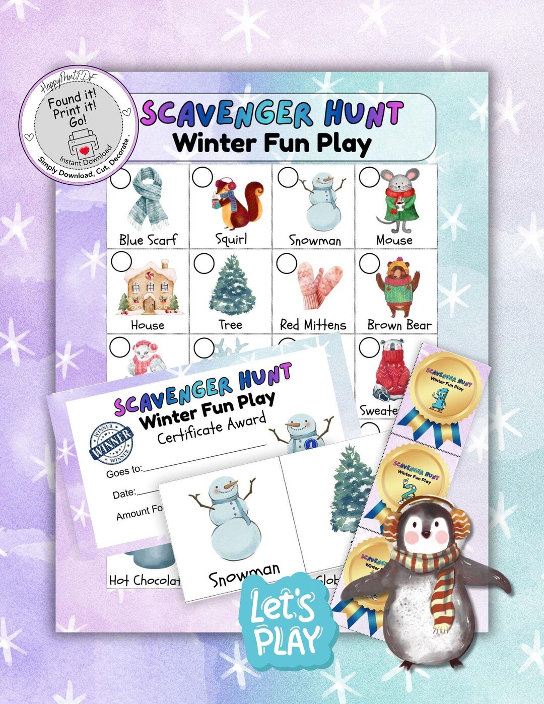 Winter Scavenger Hunt Game – Printable Indoor and Outdoor Activity ...