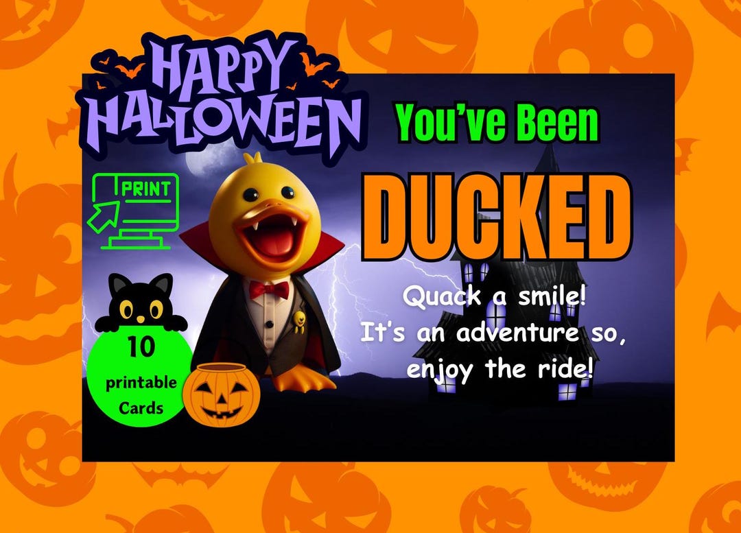 Vampire Halloween Duck Tags: You've Been Ducked Cards (printable PDF ...