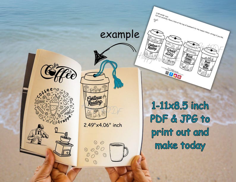 Coffee Cup Coloring Bookmarks - Printable Kids Activity - PDF and JPG ...