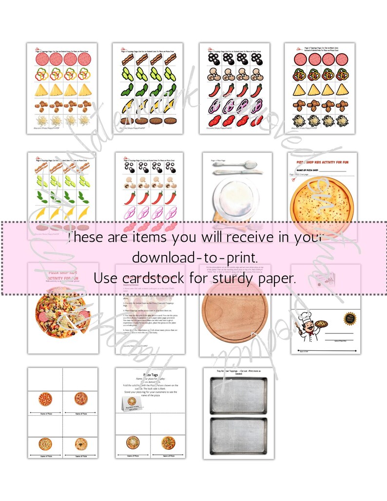 Pizza Shop-pretend Play-printable-ids Craft Activity-food Learning Game ...