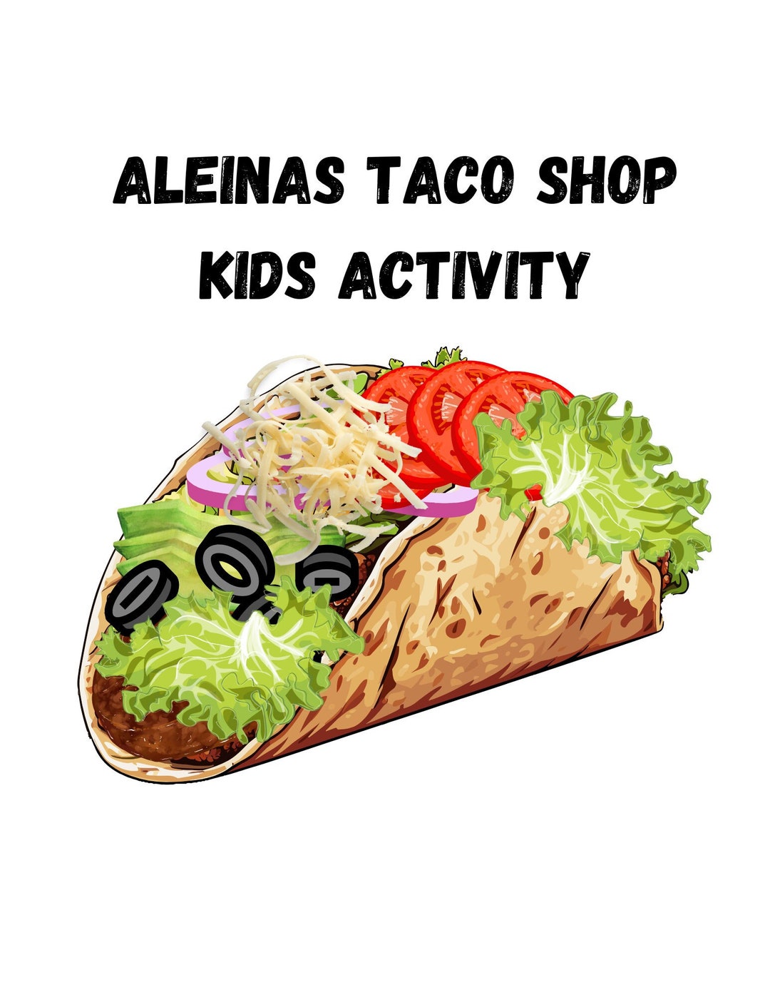 Aleinas Taco Shop Kids Activity Printable 4 Pages, Children Crafts, Art ...