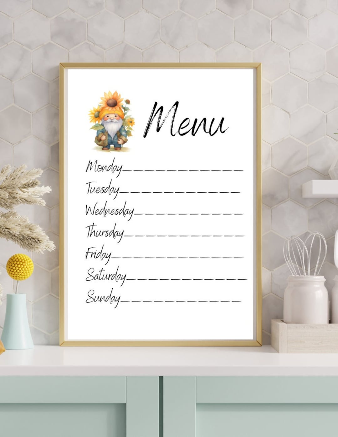 Menu Printable of Gnome for a Kitchen, Meal Planning Download, Meal ...
