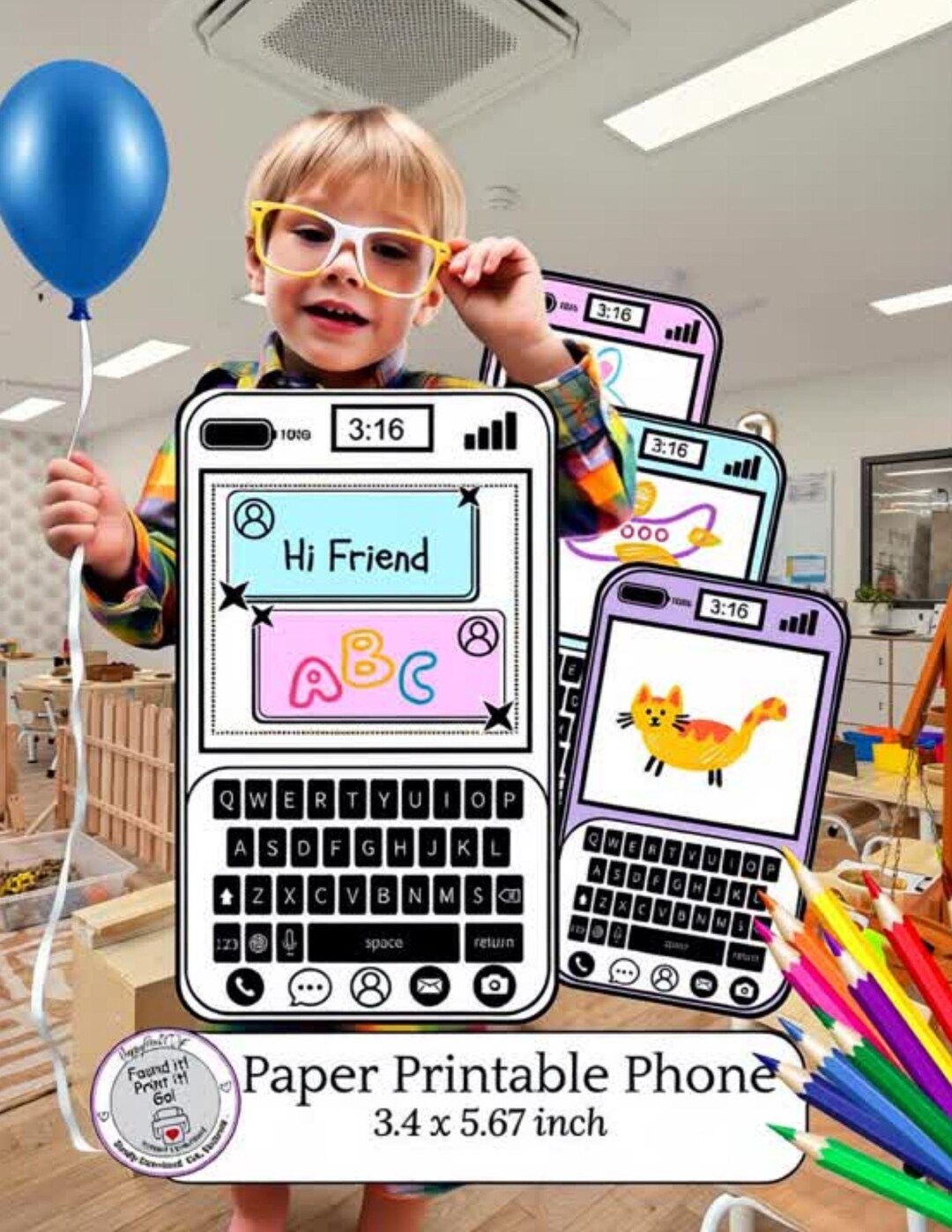 Printable Kids Pretend Play Phone – PDF Paper Activity – Imagination ...