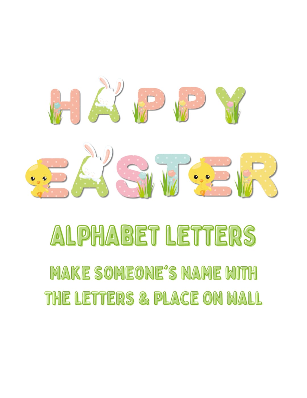 Banner make a Name Alphabet Letters Theme of Easter Happy Easter Day - Etsy
