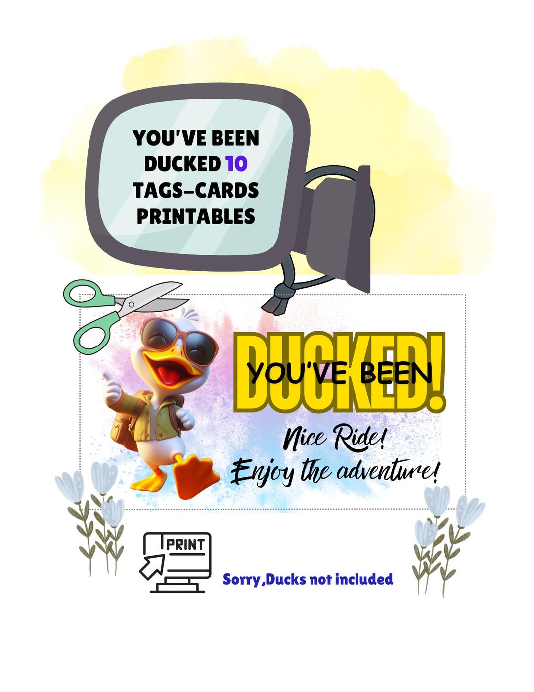You've Been Ducked Cards: Nice Ride Theme - Printable PDF - Etsy