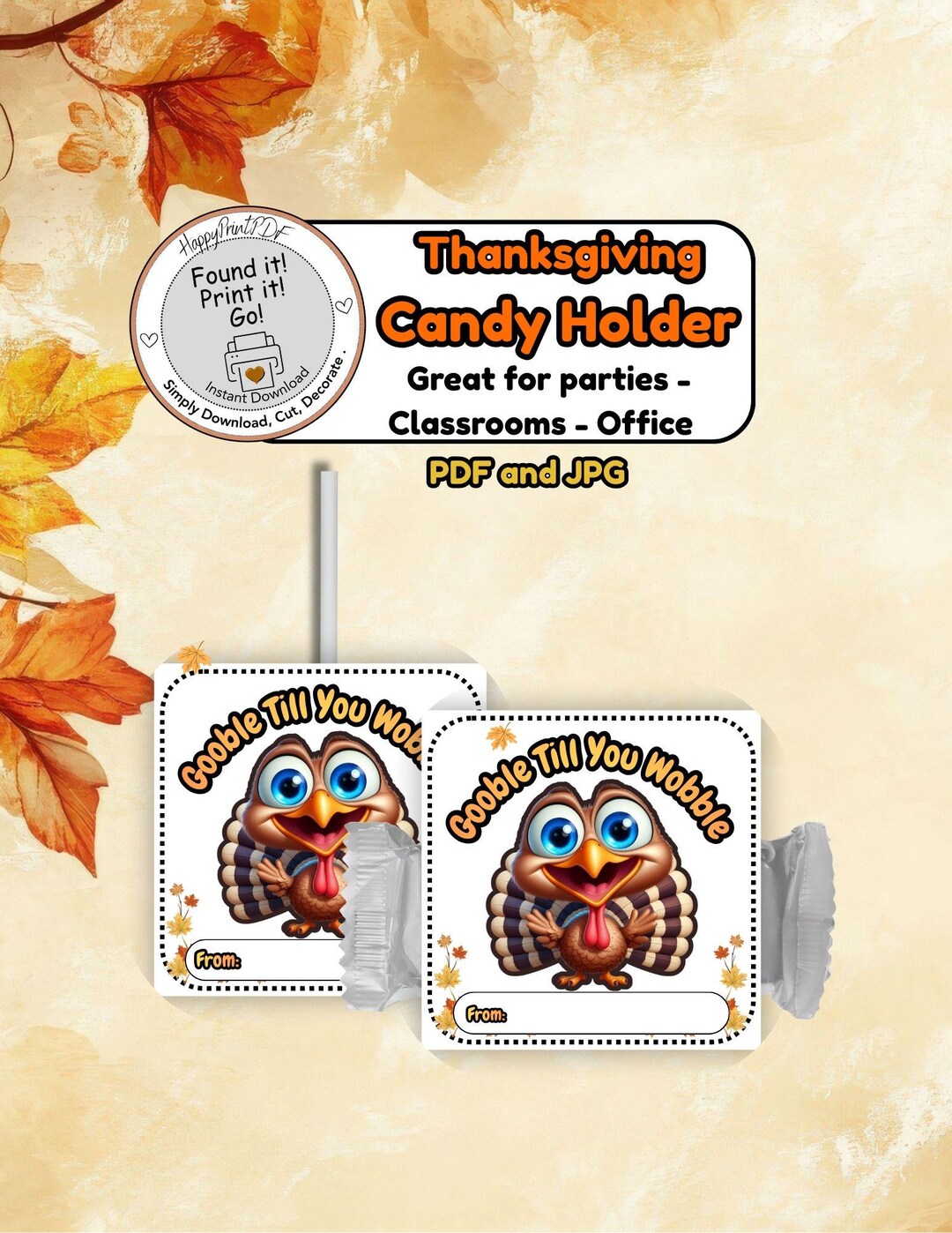 Thanksgiving-candy Wrapper Printable-gobble Till You Wobble-turkey ...