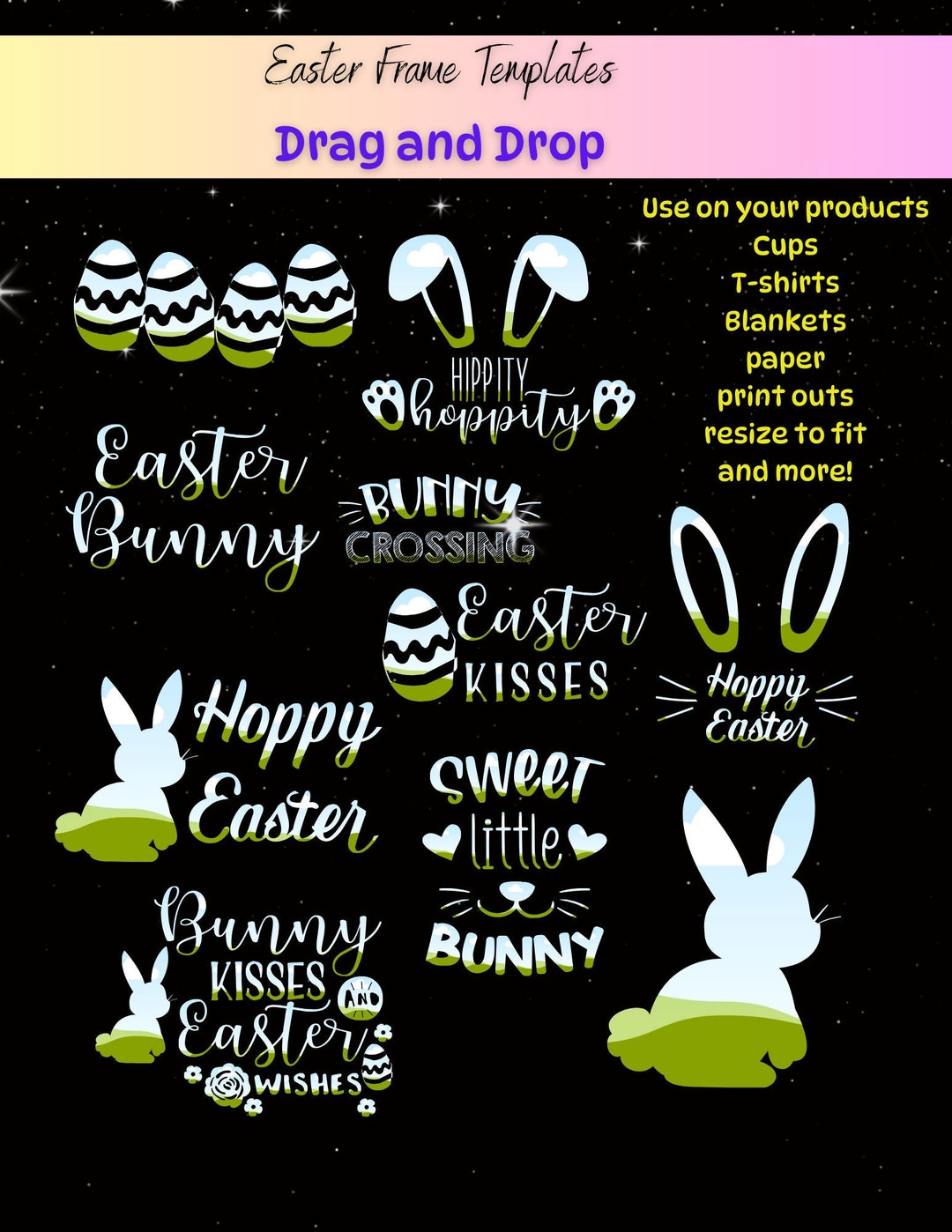 Easter 10 Frame Templates Canva Ready, Canva Templates, Drag Drop ...