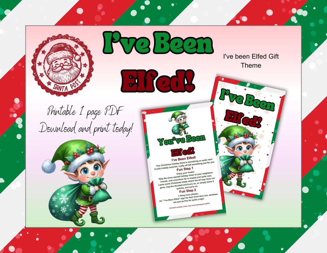 You've Been Elfed Printable Kit-holiday Treat Game Tags-pdf-secret ...