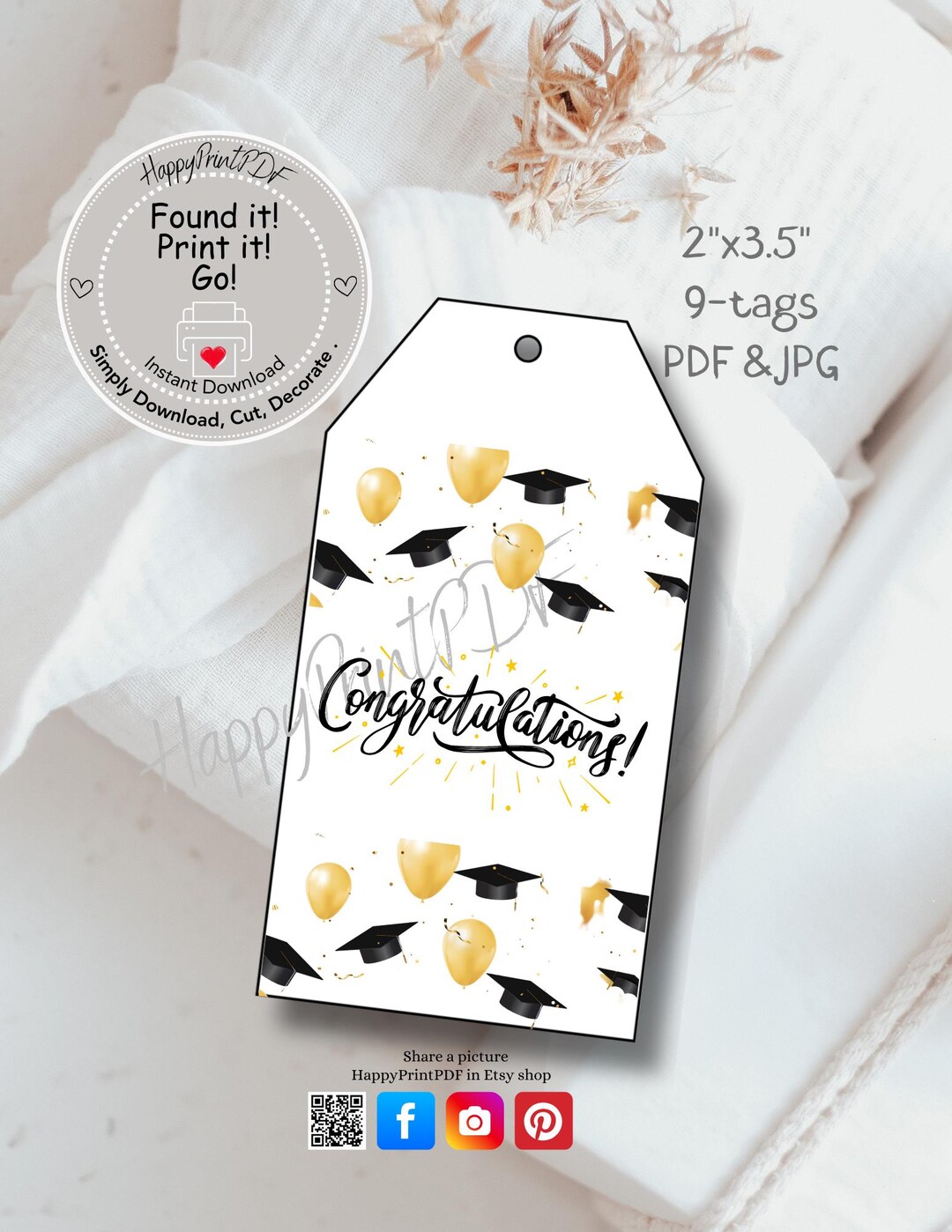 Congratulations Gift Tags, Party Favor Printables (PDF & JPG) - Etsy