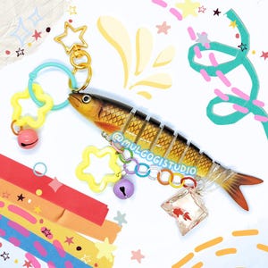 Long Fish Keychain With Beaded Jewelry / Fish Lure Keychain / Trinket ...