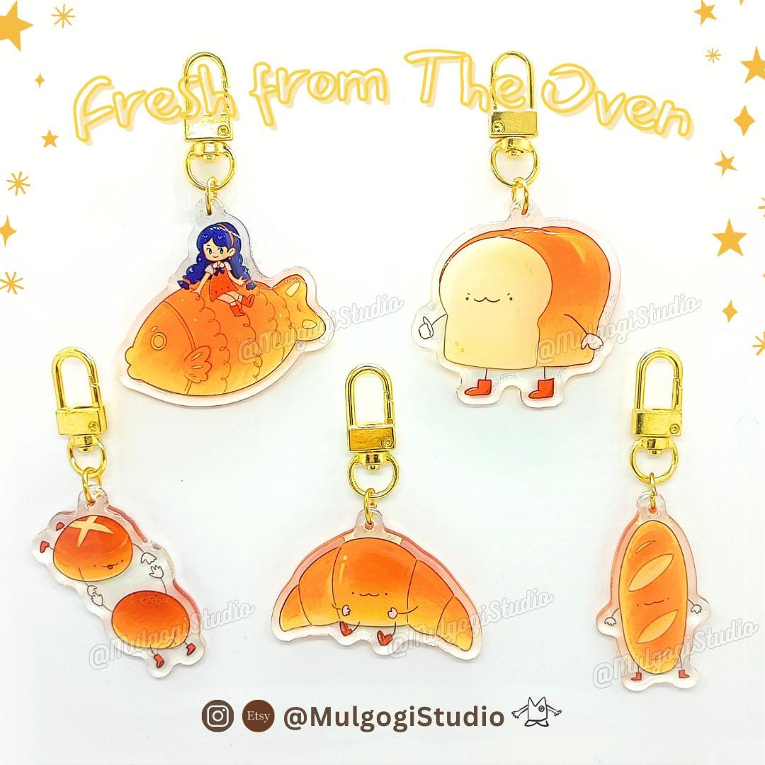 Bread Series Acrylic Epoxy Keychain | Double Sided Epoxy | Bread ...