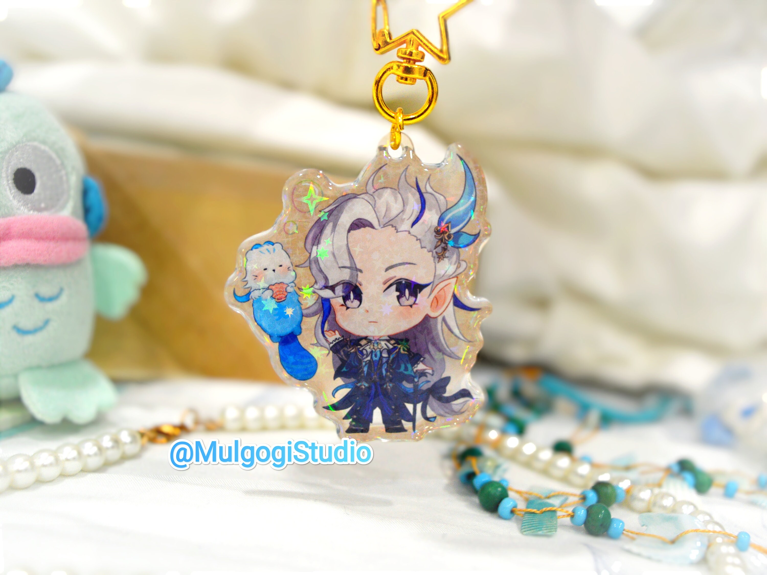 Genshin Impact Neuvillette Holographic Acrylic Keychain Neuvillette ...