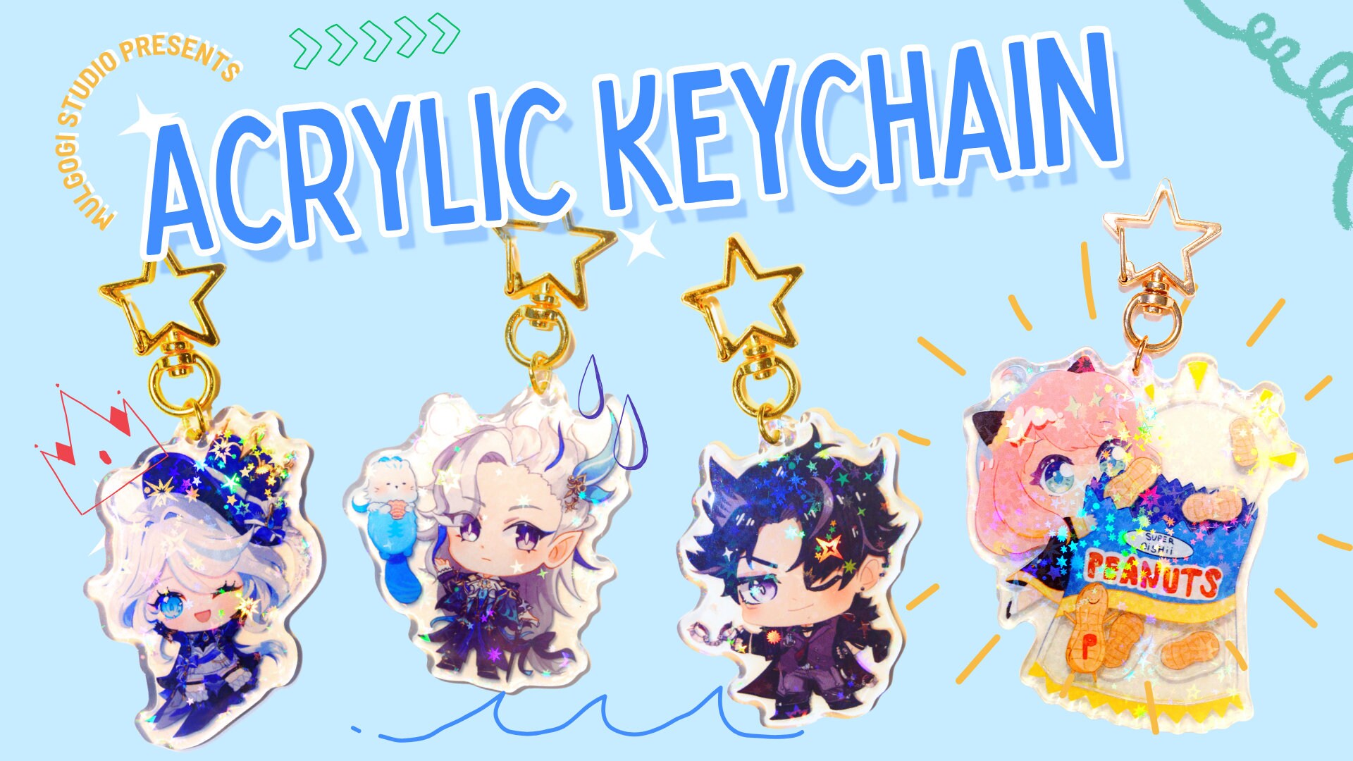 Genshin Impact Neuvillette Holographic Acrylic Keychain Neuvillette ...