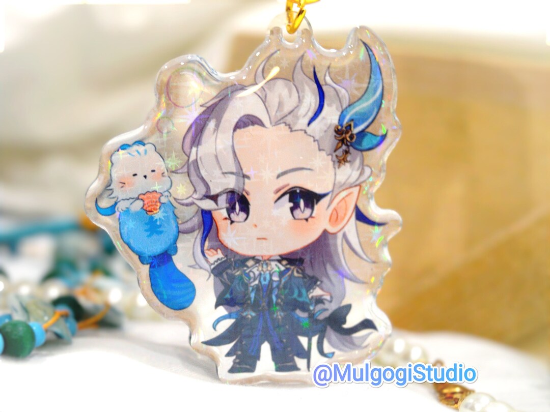 Genshin Impact Neuvillette Holographic Acrylic Keychain | Neuvillette ...