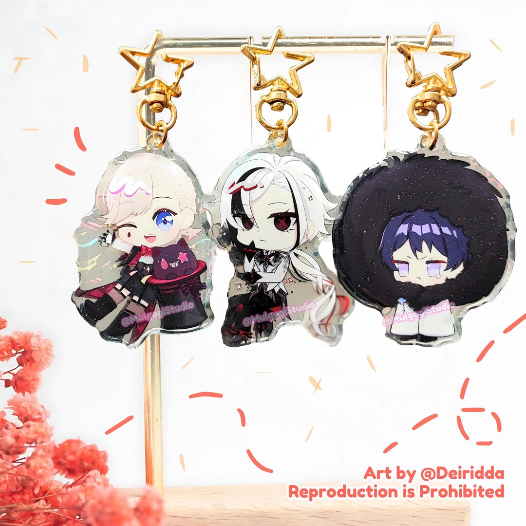 Lyney Arlecchino Scaramouche Glitter Acrylic Keychain | Genshin Impact ...