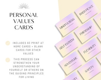 Core Values Cards & Exercise Align on Values 80 Values Print at Home - Etsy