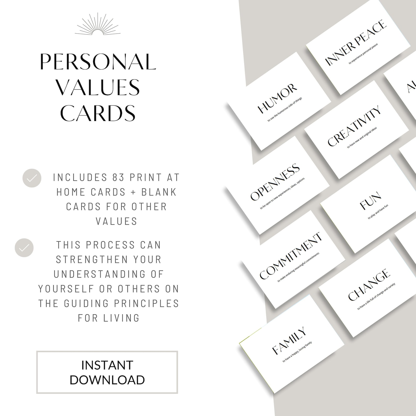 Core Values Cards & Exercise Align on Values 80 Values Print at Home - Etsy