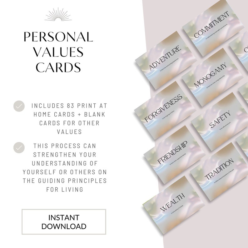 Core Values Cards & Exercise ACT NEW DESIGNS Align on Values 80 Values ...