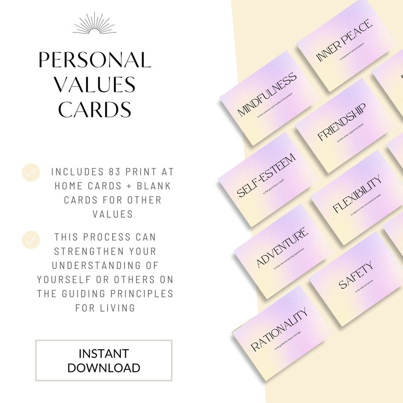 Core Values Cards & Exercise ACT NEW DESIGNS Align on Values 80 Values ...