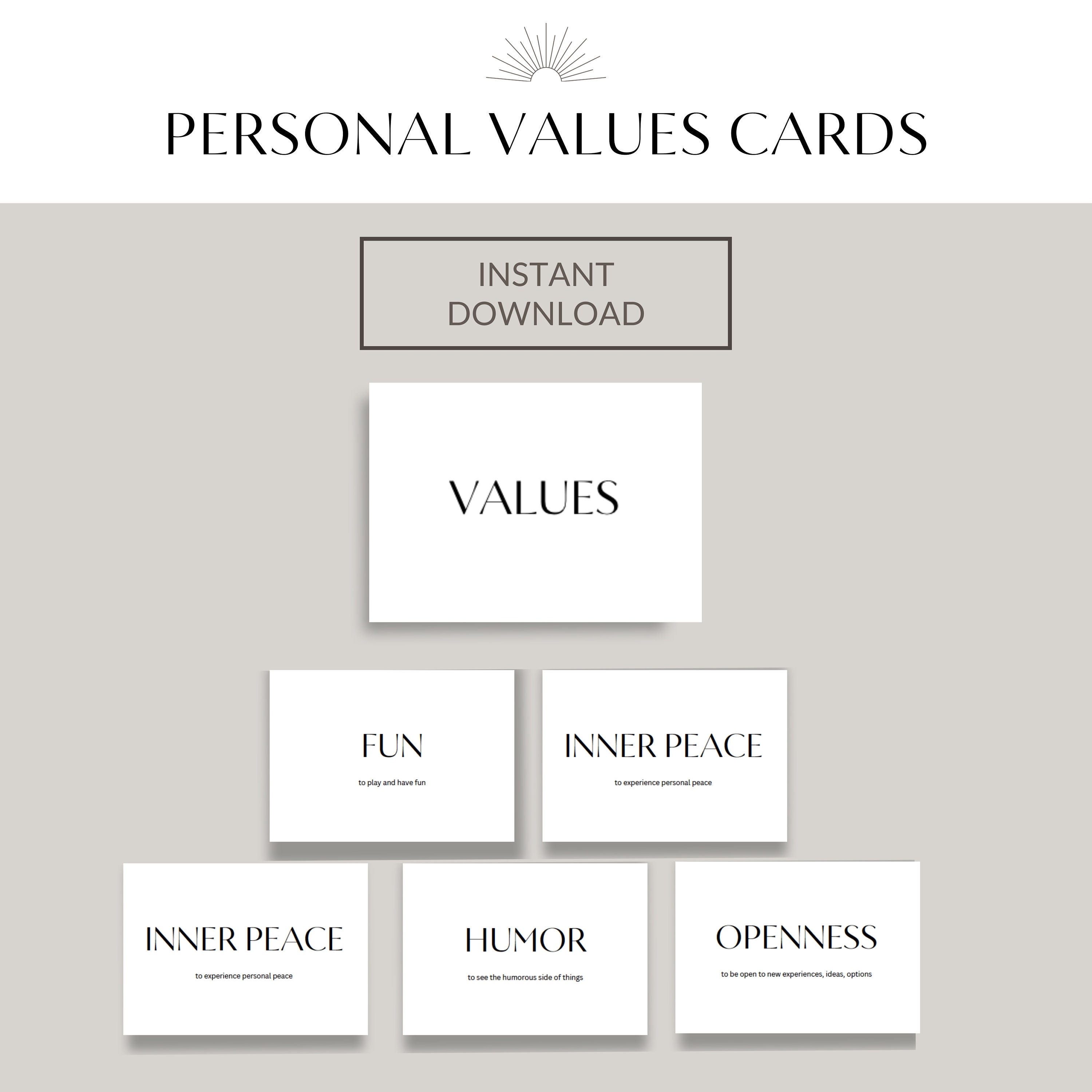 Core Values Cards & Exercise Align on Values 80 Values Print at Home - Etsy