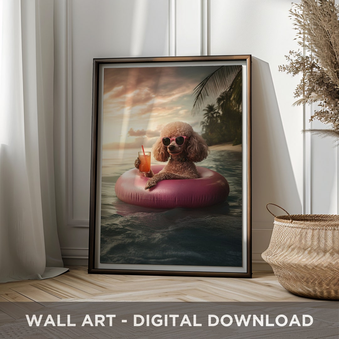 Funny Poodle Chilling at the Beach Poster Poodle With Sunglasses at ...
