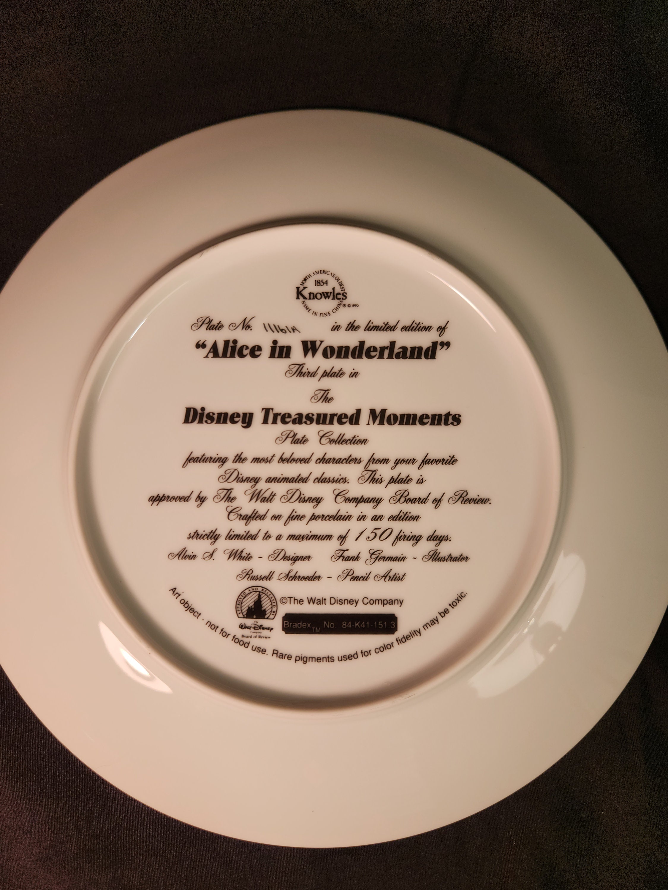 Vintage alice in Wonderland 3rd Plate Disney From Treasured - Etsy