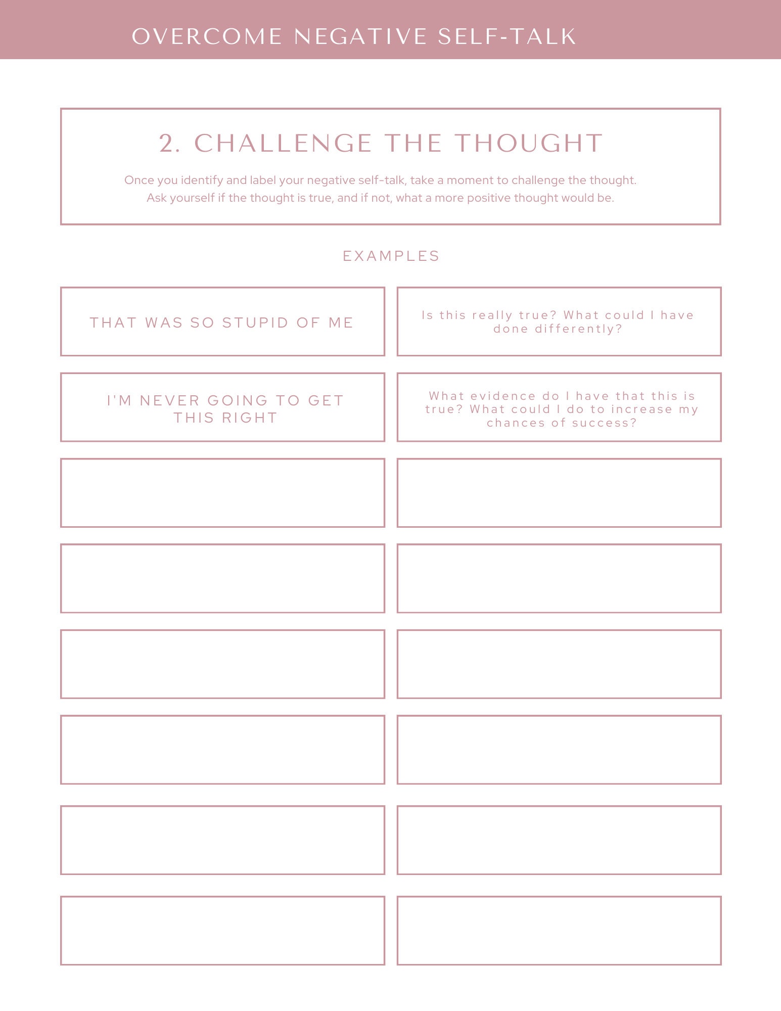 Negative Self-talk Worksheets Bundle, Self Sabotage Workbook, Self Love ...