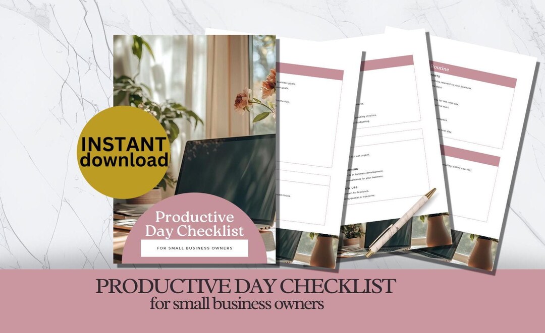 Productive Day Checklist: Printable Daily Planner, Goal Setting (PDF ...