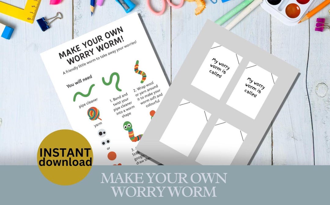 Worry Worm Instructions Easy Make Your Own Worry Worm for Kids, Digital ...