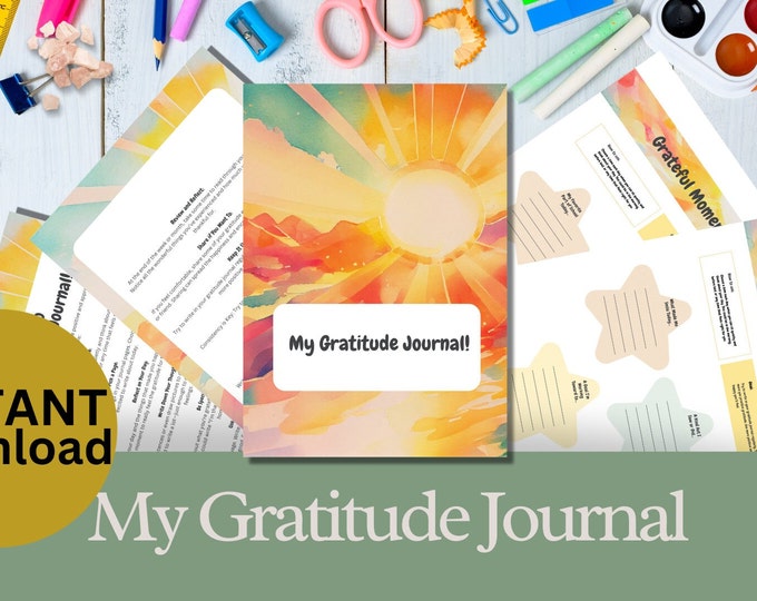 Gratitude Journal Printable Template for Kids, Personalized Daily ...