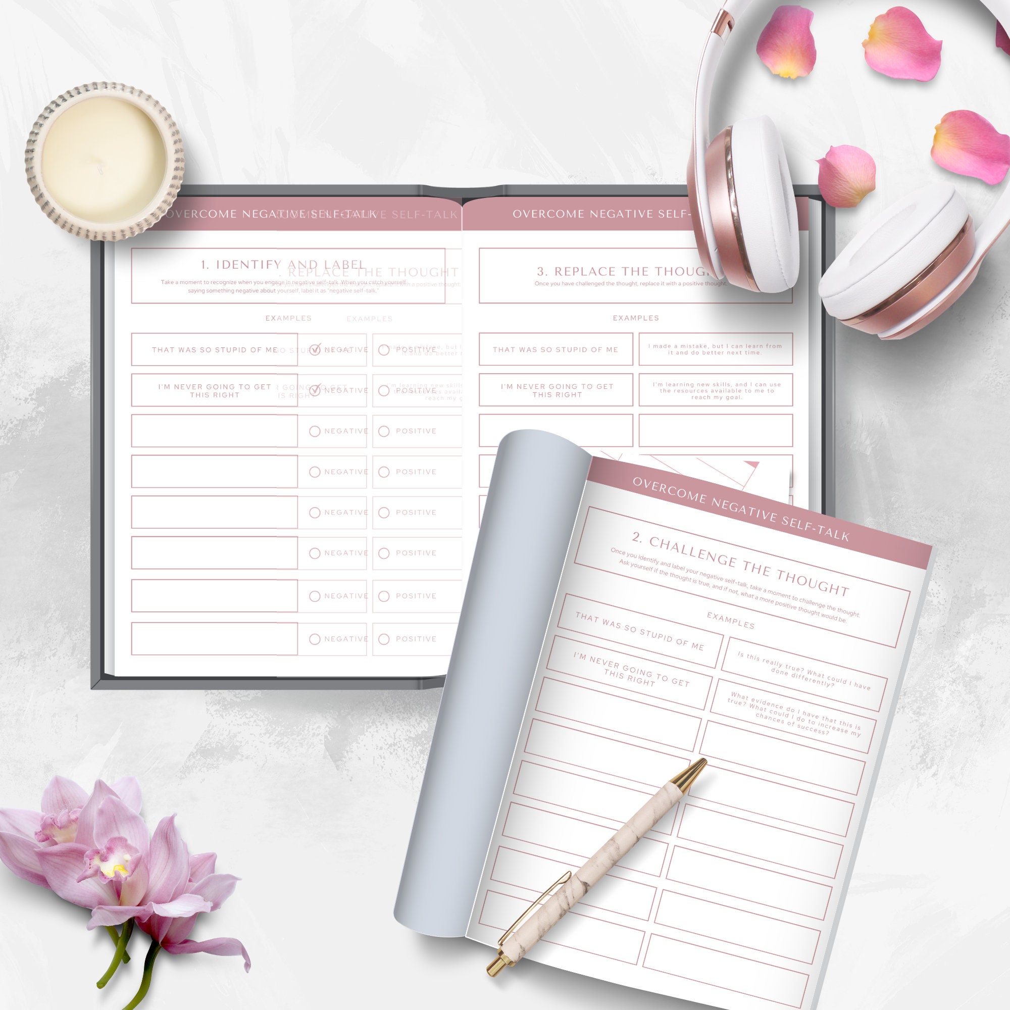 Negative Self-talk Worksheets Bundle, Self Sabotage Workbook, Self Love ...