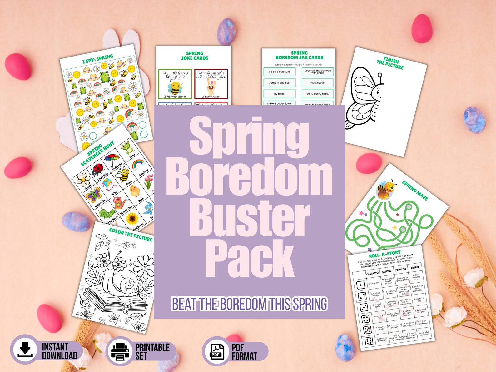 Spring Theme Color Fun Printable Art for Kids Boredom Jar Spring ...