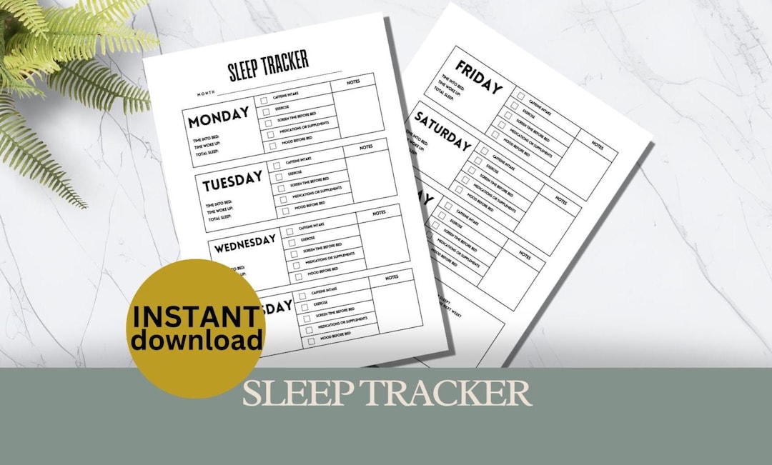 Printable Sleep Tracker Minimal Sleep Log Bedtime Routine Journal Sleep ...