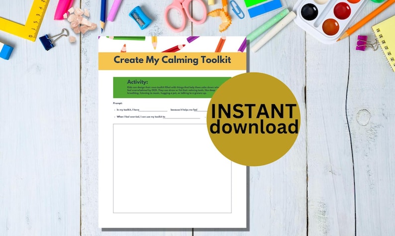 OCD Worksheets for Kids Printable My Calming Toolkit Therapy Tools My ...