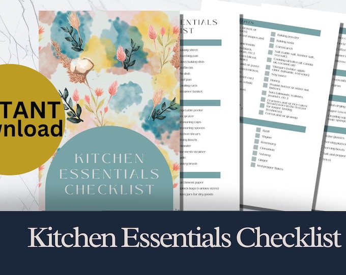 Kitchen Essentials Printable Checklist, Kitchen Inventory, Kitchen ...