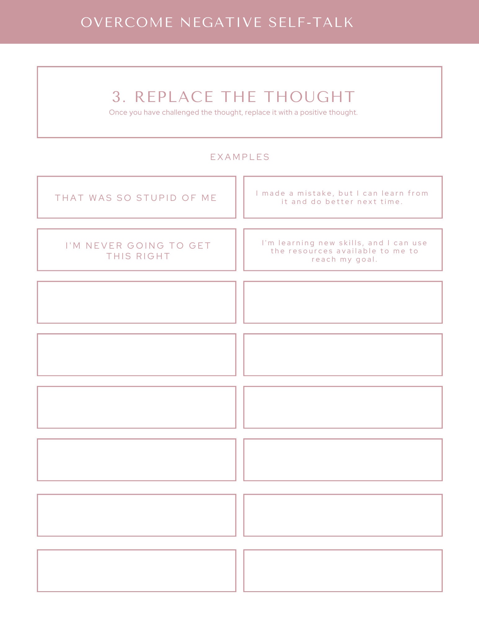 Negative Self-talk Worksheets Bundle, Self Sabotage Workbook, Self Love ...