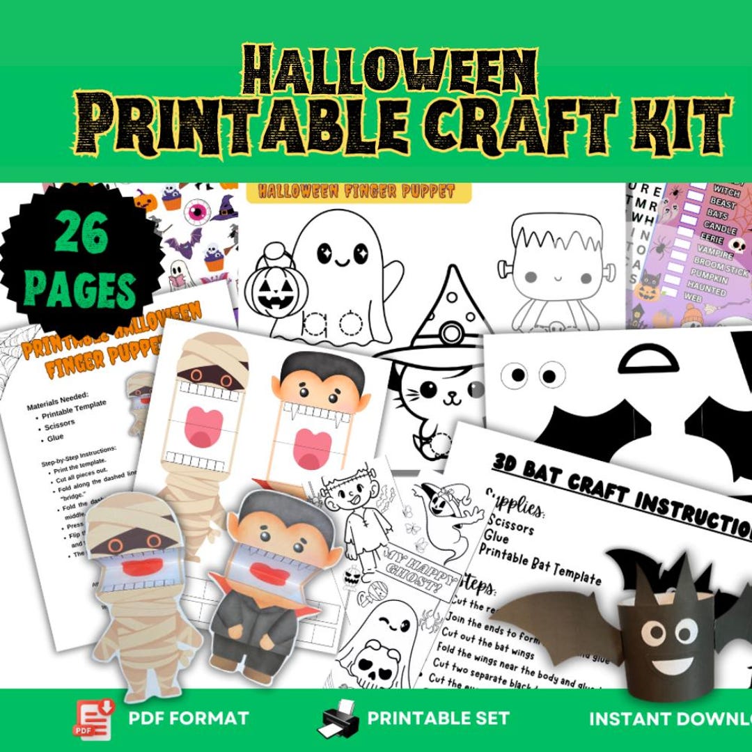 Halloween Printable Craft Pack Printable Creative Digital Downloads for ...
